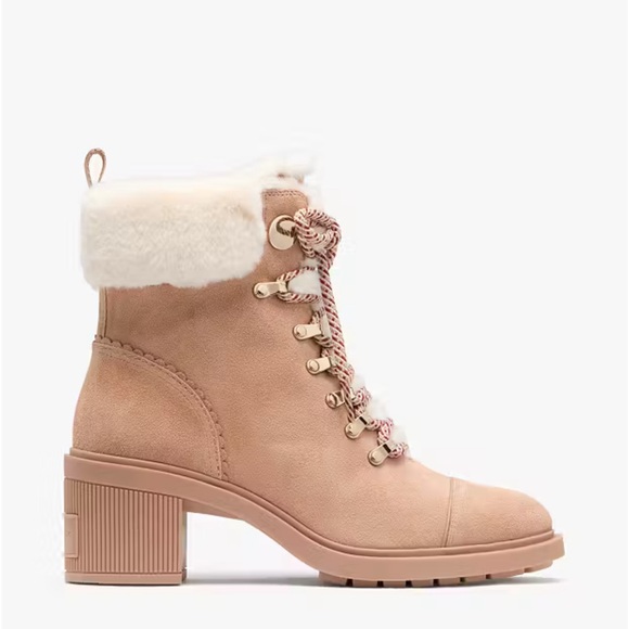 kate spade | Shoes | Kate Spade Walker Fur Lace Up Suede Leather Boot ...